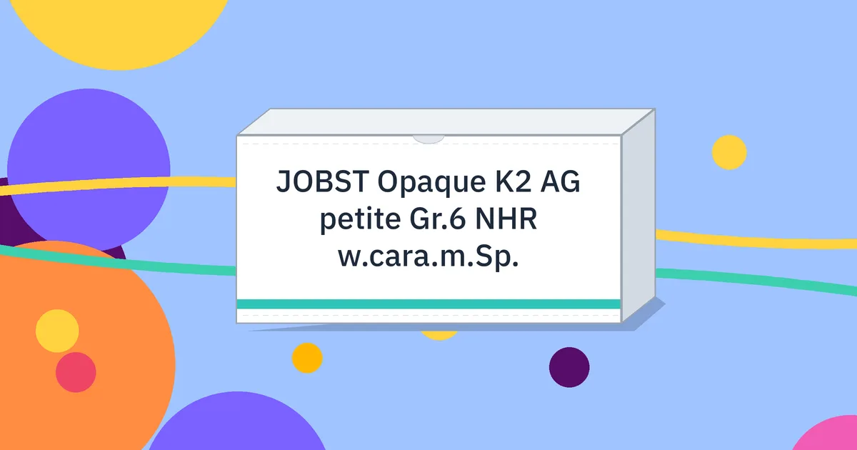 Symbolbild: Packung mit der Aufschrift JOBST Opaque K2 AG petite Gr.6 NHR w.cara.m.Sp. (PZN 11256116) – Verfügbarkeit und Bezug in Apotheken in Frankfurt am Main