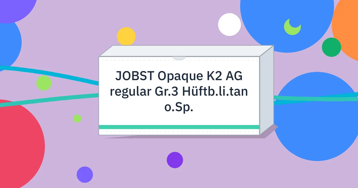 Symbolbild: Packung mit der Aufschrift JOBST Opaque K2 AG regular Gr.3 Hüftb.li.tan o.Sp. (PZN 16287015) – Verfügbarkeit und Bezug in Apotheken in Frankfurt am Main