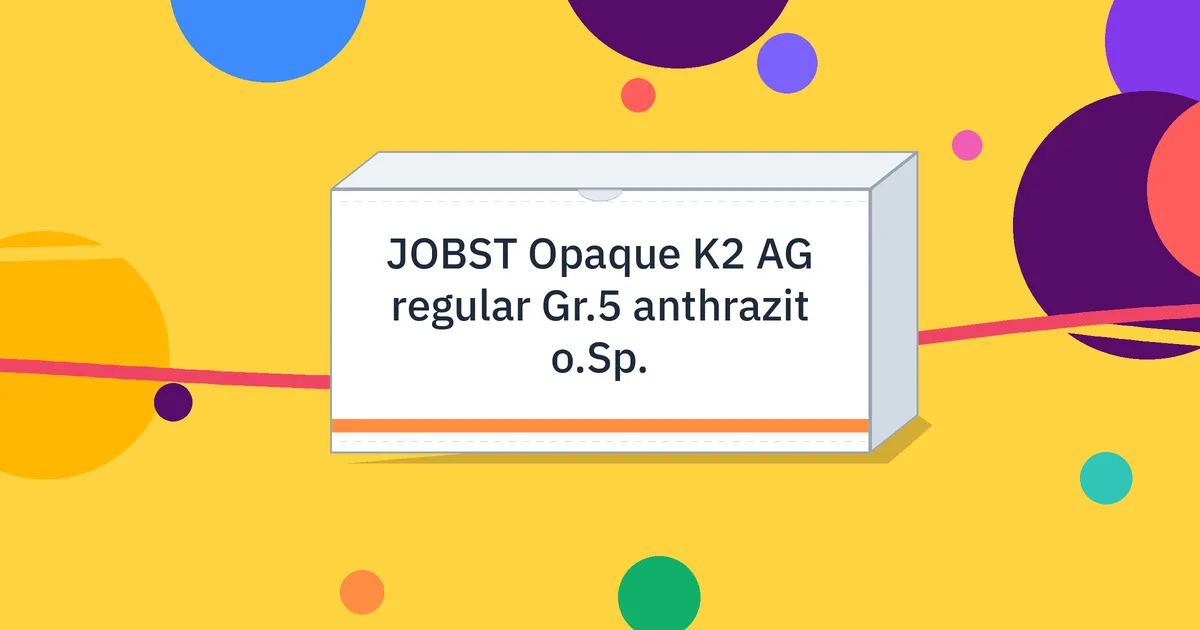 Symbolbild: Packung mit der Aufschrift JOBST Opaque K2 AG regular Gr.5 anthrazit o.Sp. (PZN 16282845) – Verfügbarkeit und Bezug in Apotheken in Frankfurt am Main
