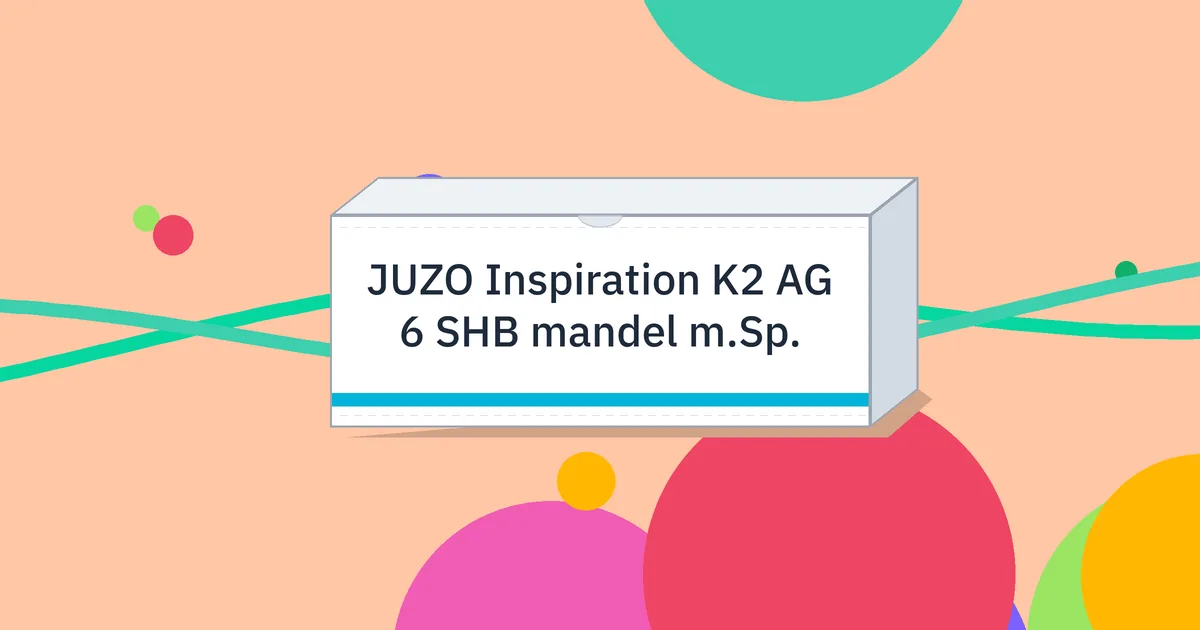 Symbolbild: Packung mit der Aufschrift JUZO Inspiration K2 AG 6 SHB mandel m.Sp. (PZN 14919652) – Verfügbarkeit und Bezug in Apotheken in Frankfurt am Main