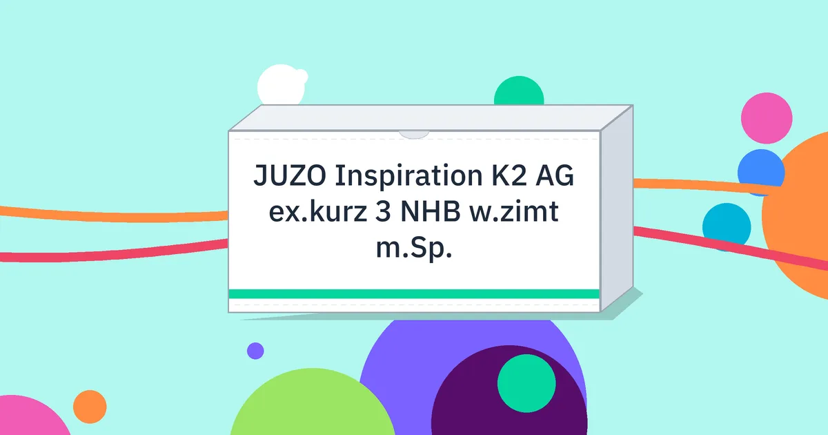 Symbolbild: Packung mit der Aufschrift JUZO Inspiration K2 AG ex.kurz 3 NHB w.zimt m.Sp. (PZN 14963340) – Verfügbarkeit und Bezug in Apotheken in Frankfurt am Main