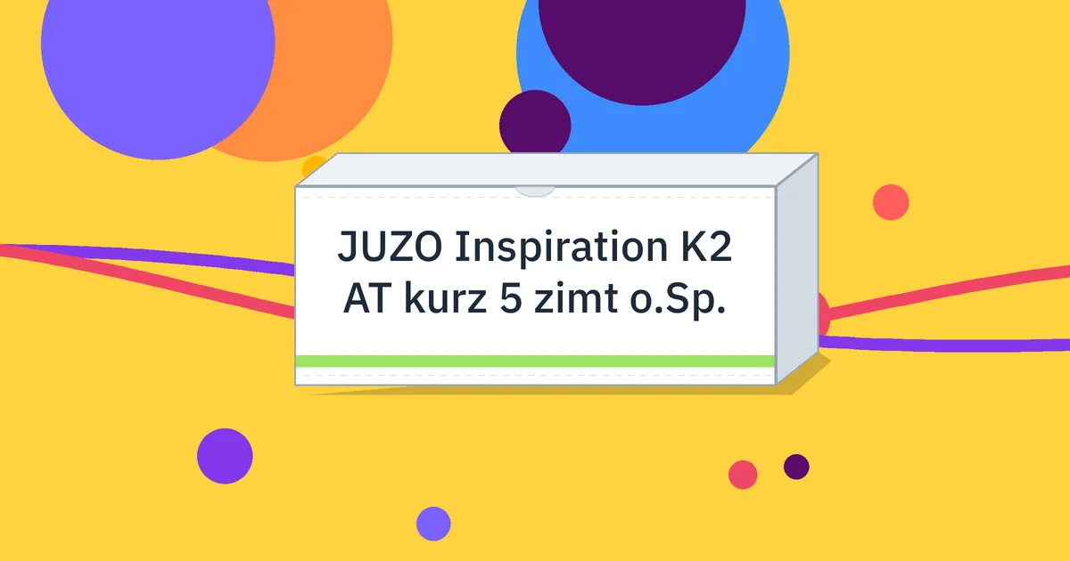 Symbolbild: Packung mit der Aufschrift JUZO Inspiration K2 AT kurz 5 zimt o.Sp. (PZN 14931481) – Verfügbarkeit und Bezug in Apotheken in Frankfurt am Main