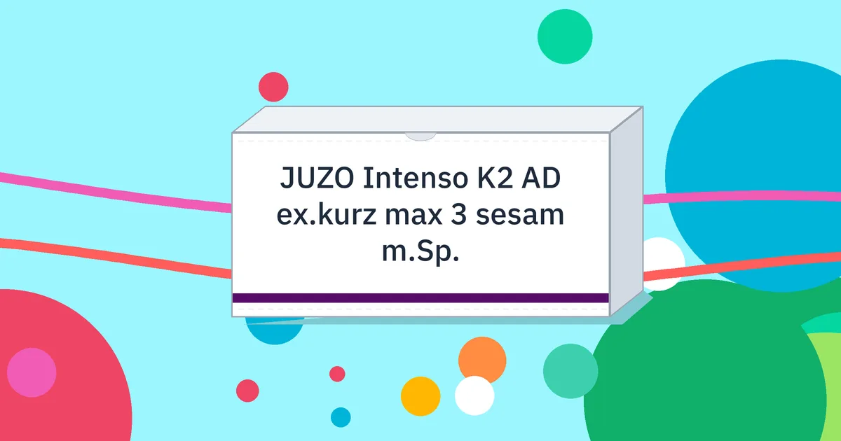 Symbolbild: Packung mit der Aufschrift JUZO Intenso K2 AD ex.kurz max 3 sesam m.Sp. (PZN 18606849) – Verfügbarkeit und Bezug in Apotheken in Frankfurt am Main