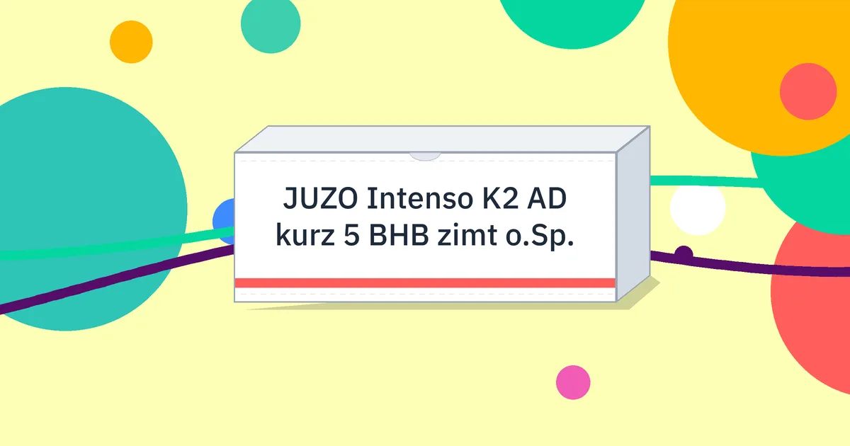 Symbolbild: Packung mit der Aufschrift JUZO Intenso K2 AD kurz 5 BHB zimt o.Sp. (PZN 18624971) – Verfügbarkeit und Bezug in Apotheken in Frankfurt am Main