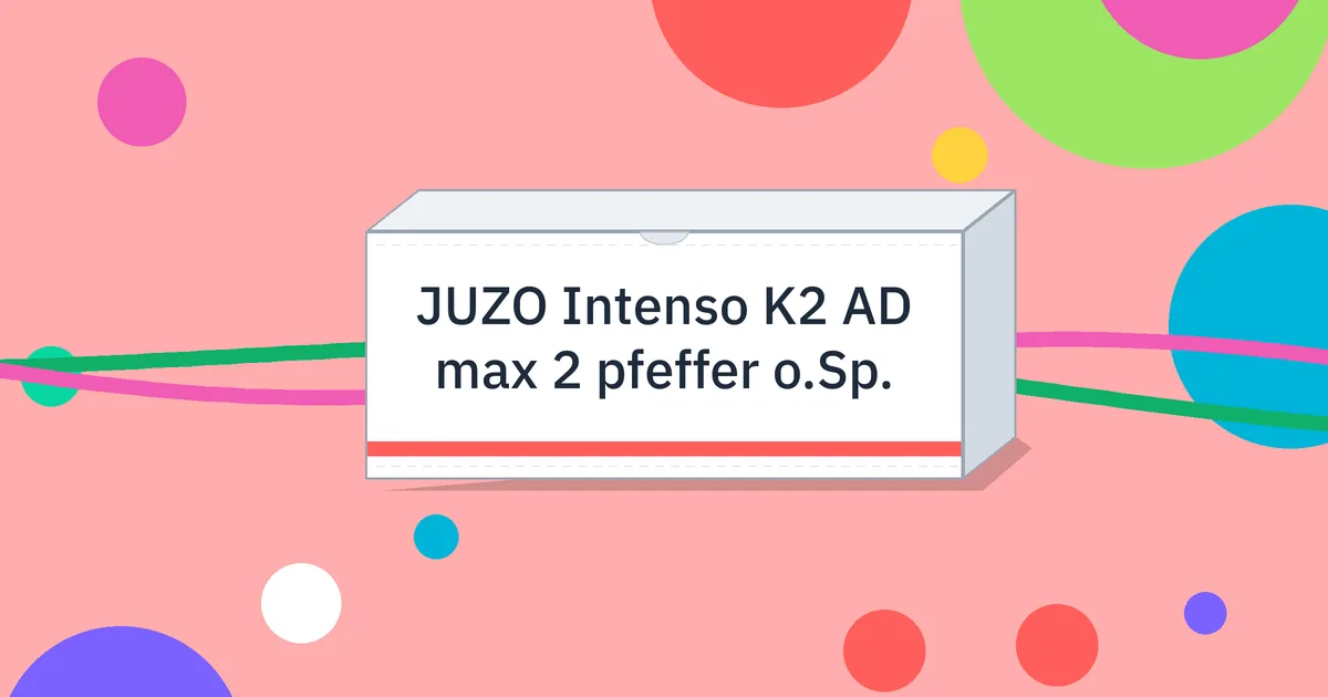 Symbolbild: Packung mit der Aufschrift JUZO Intenso K2 AD max 2 pfeffer o.Sp. (PZN 18619616) – Verfügbarkeit und Bezug in Apotheken in Frankfurt am Main