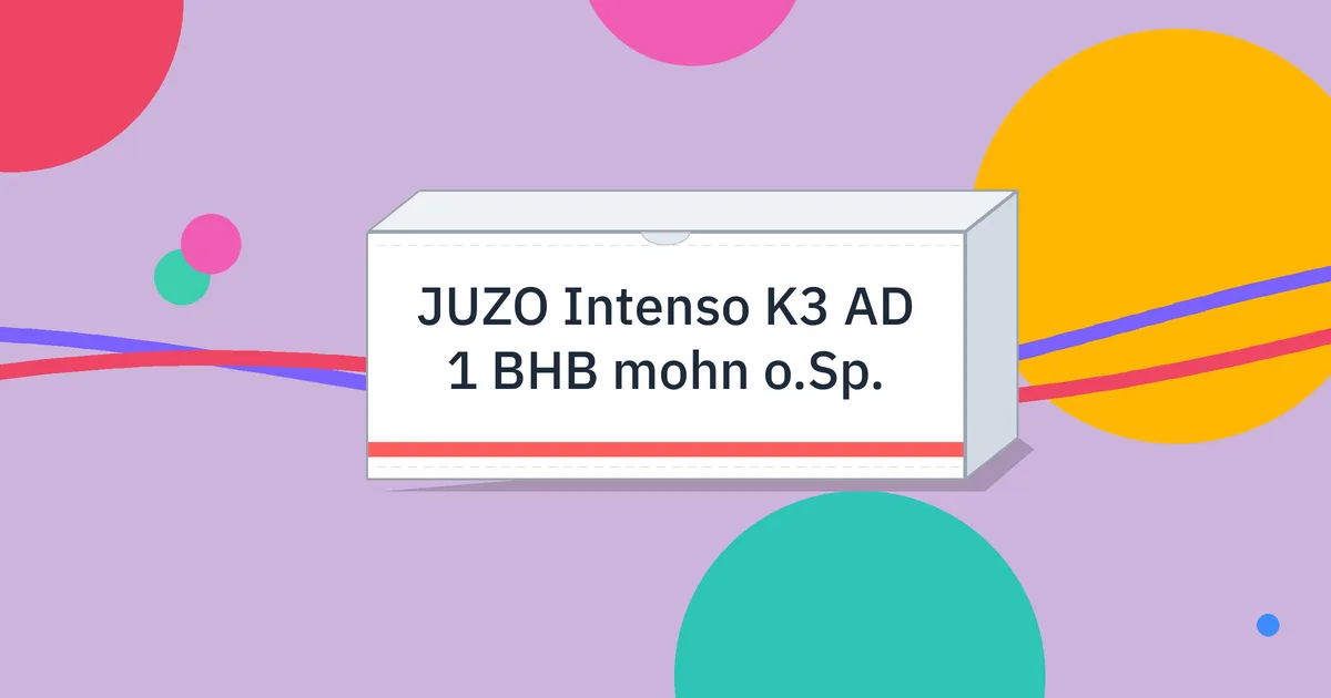 Symbolbild: Packung mit der Aufschrift JUZO Intenso K3 AD 1 BHB mohn o.Sp. (PZN 18645186) – Verfügbarkeit und Bezug in Apotheken in Frankfurt am Main