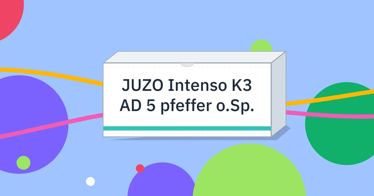 Symbolbild: Packung mit der Aufschrift JUZO Intenso K3 AD 5 pfeffer o.Sp. (PZN 18637815) – Verfügbarkeit und Bezug in Apotheken in Frankfurt am Main