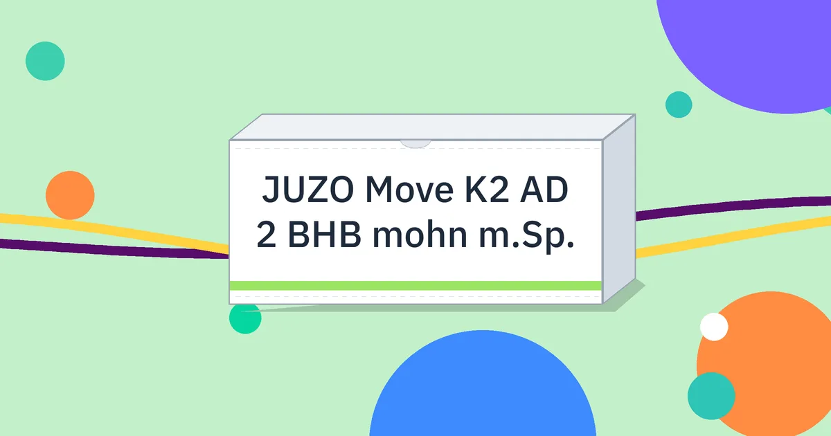 Symbolbild: Packung mit der Aufschrift JUZO Move K2 AD 2 BHB mohn m.Sp. (PZN 18539320) – Verfügbarkeit und Bezug in Apotheken in Frankfurt am Main