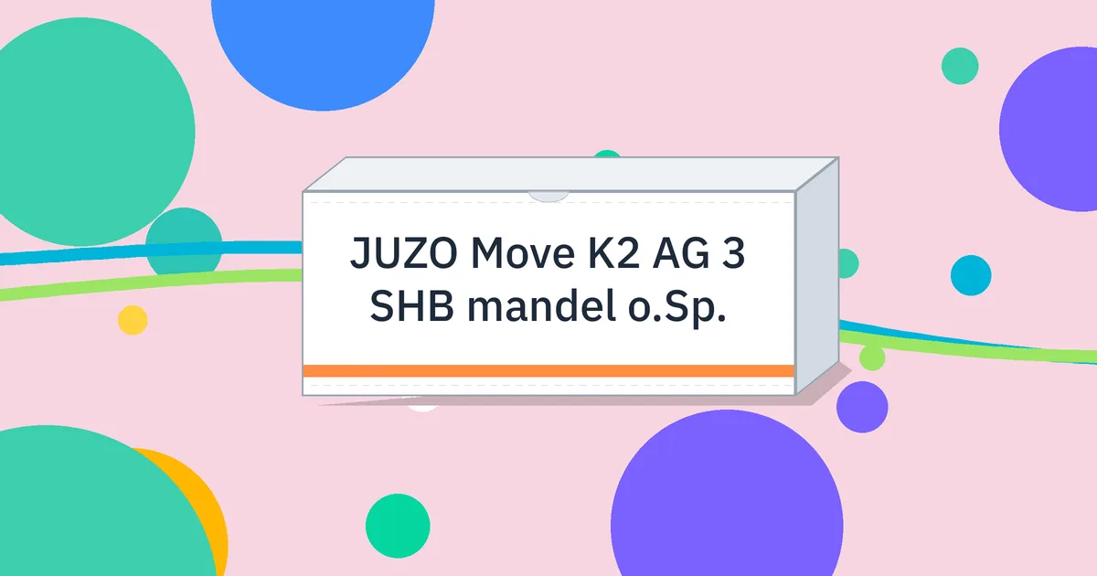 Symbolbild: Packung mit der Aufschrift JUZO Move K2 AG 3 SHB mandel o.Sp. (PZN 16651573) – Verfügbarkeit und Bezug in Apotheken in Frankfurt am Main