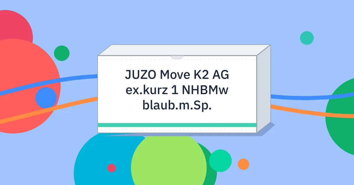 Symbolbild: Packung mit der Aufschrift JUZO Move K2 AG ex.kurz 1 NHBMw blaub.m.Sp. (PZN 18562974) – Verfügbarkeit und Bezug in Apotheken in Frankfurt am Main
