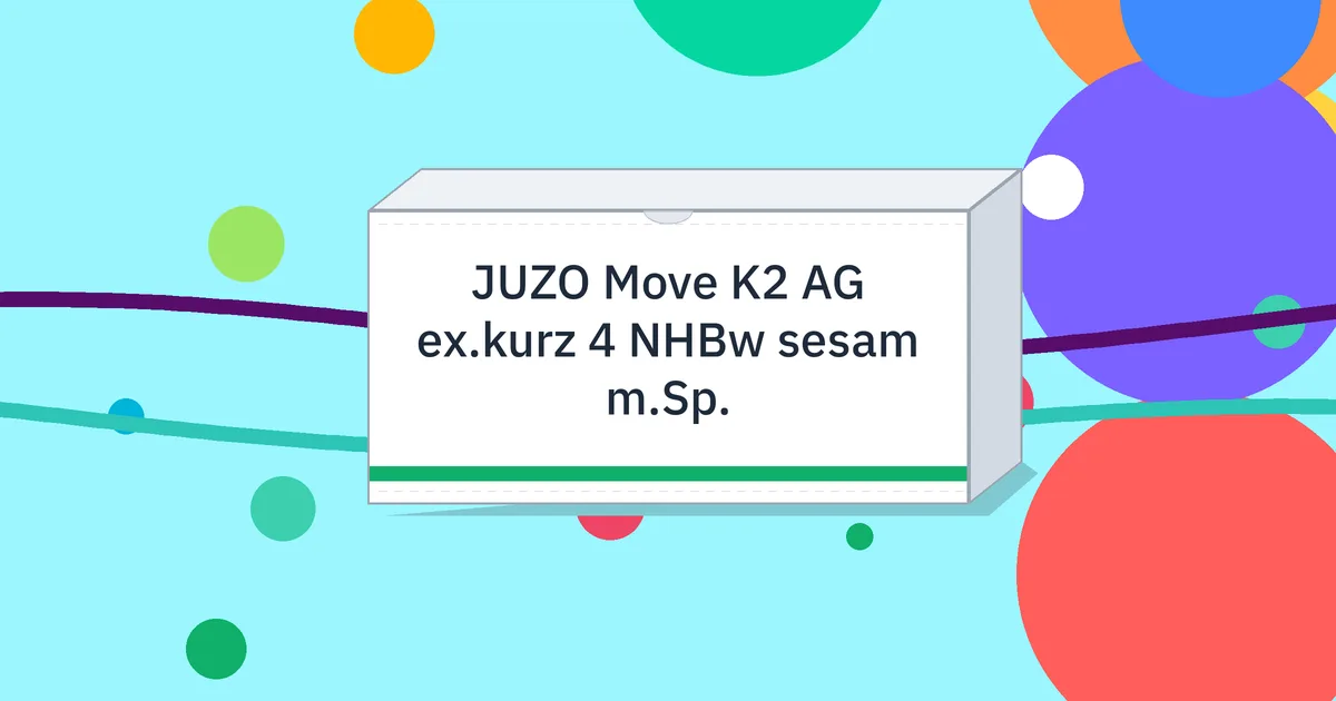 Symbolbild: Packung mit der Aufschrift JUZO Move K2 AG ex.kurz 4 NHBw sesam m.Sp. (PZN 18531063) – Verfügbarkeit und Bezug in Apotheken in Frankfurt am Main