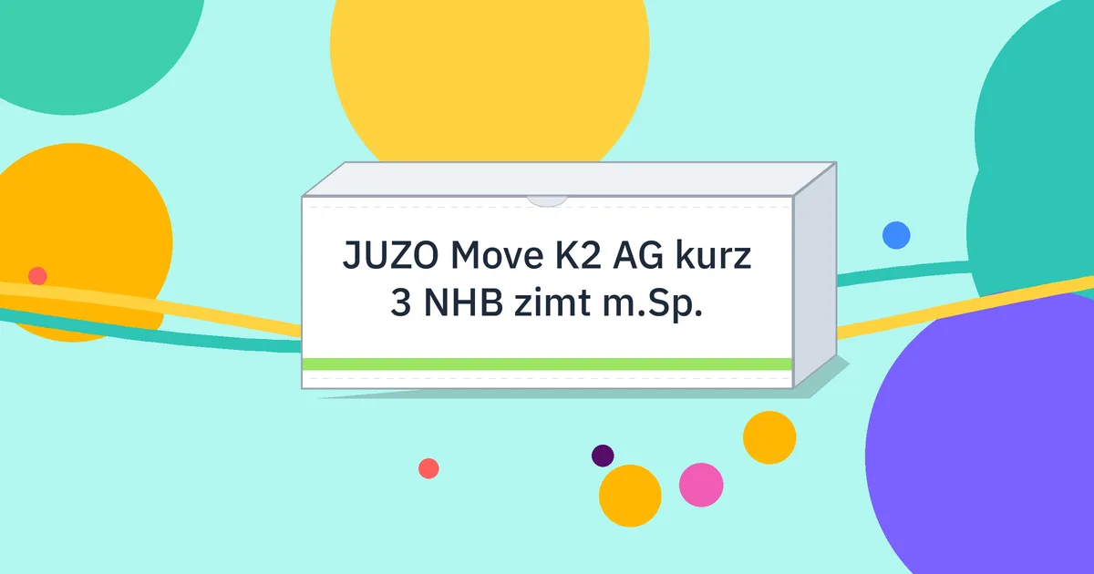 Symbolbild: Packung mit der Aufschrift JUZO Move K2 AG kurz 3 NHB zimt m.Sp. (PZN 18527699) – Verfügbarkeit und Bezug in Apotheken in Frankfurt am Main