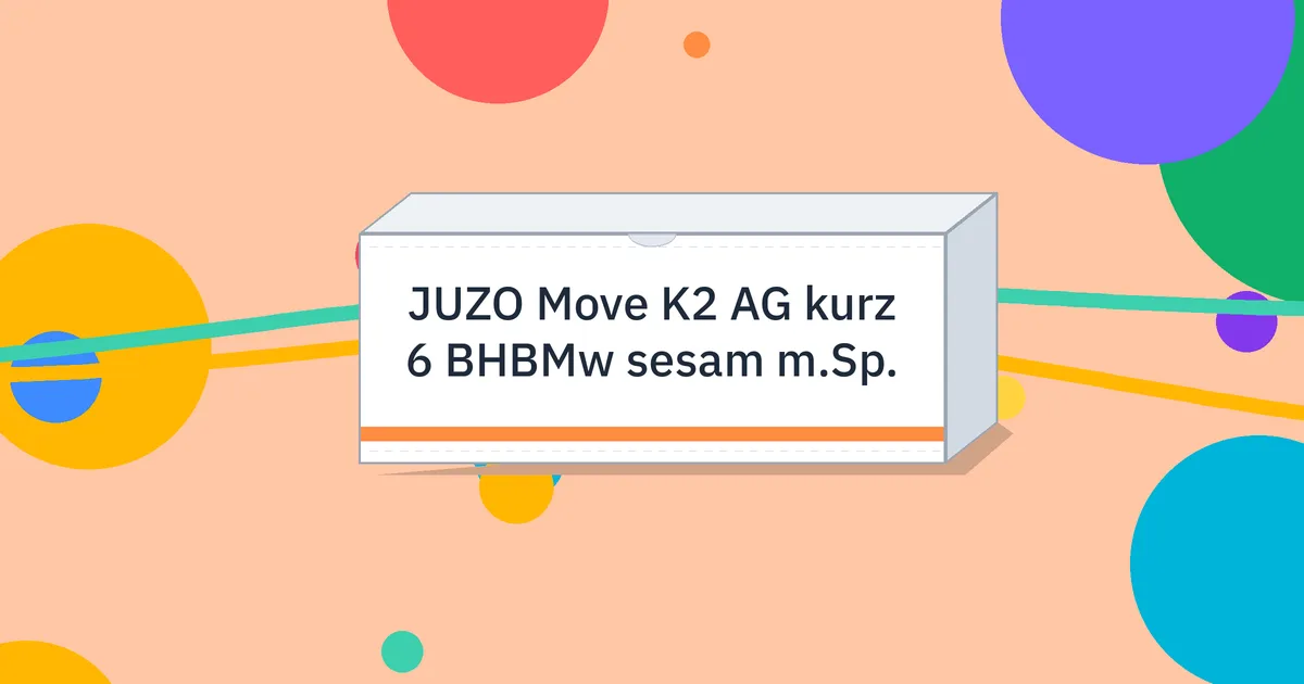 Symbolbild: Packung mit der Aufschrift JUZO Move K2 AG kurz 6 BHBMw sesam m.Sp. (PZN 18528919) – Verfügbarkeit und Bezug in Apotheken in Frankfurt am Main
