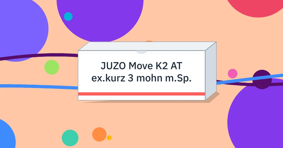 Symbolbild: Packung mit der Aufschrift JUZO Move K2 AT ex.kurz 3 mohn m.Sp. (PZN 20670978) – Verfügbarkeit und Bezug in Apotheken in Frankfurt am Main