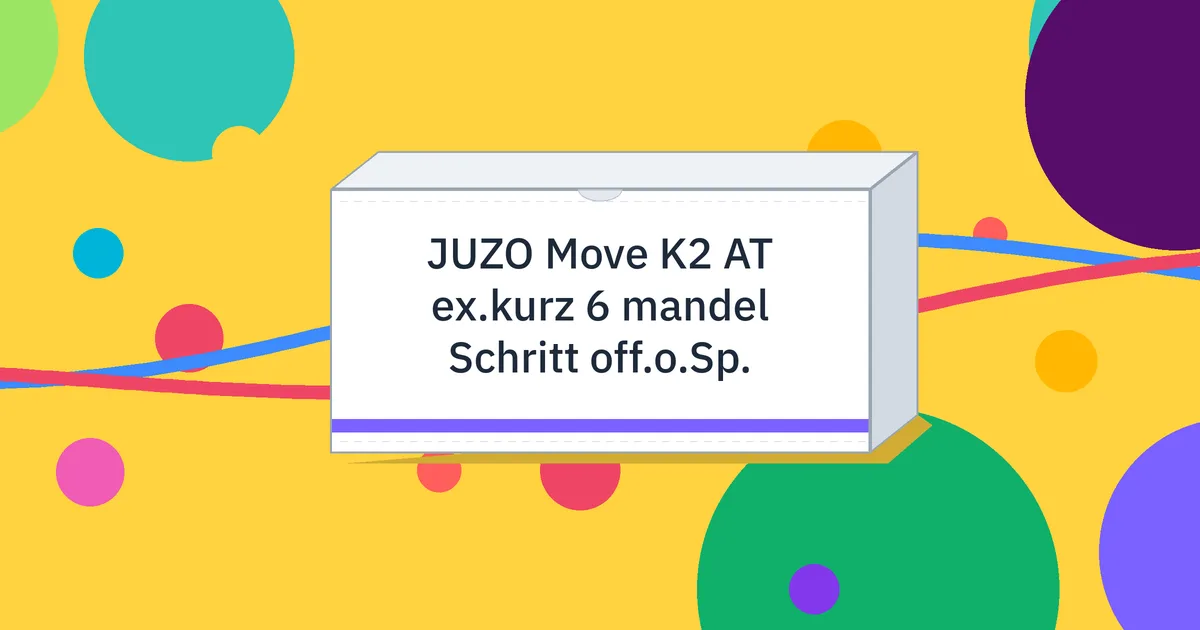 Symbolbild: Packung mit der Aufschrift JUZO Move K2 AT ex.kurz 6 mandel Schritt off.o.Sp. (PZN 20672960) – Verfügbarkeit und Bezug in Apotheken in Frankfurt am Main