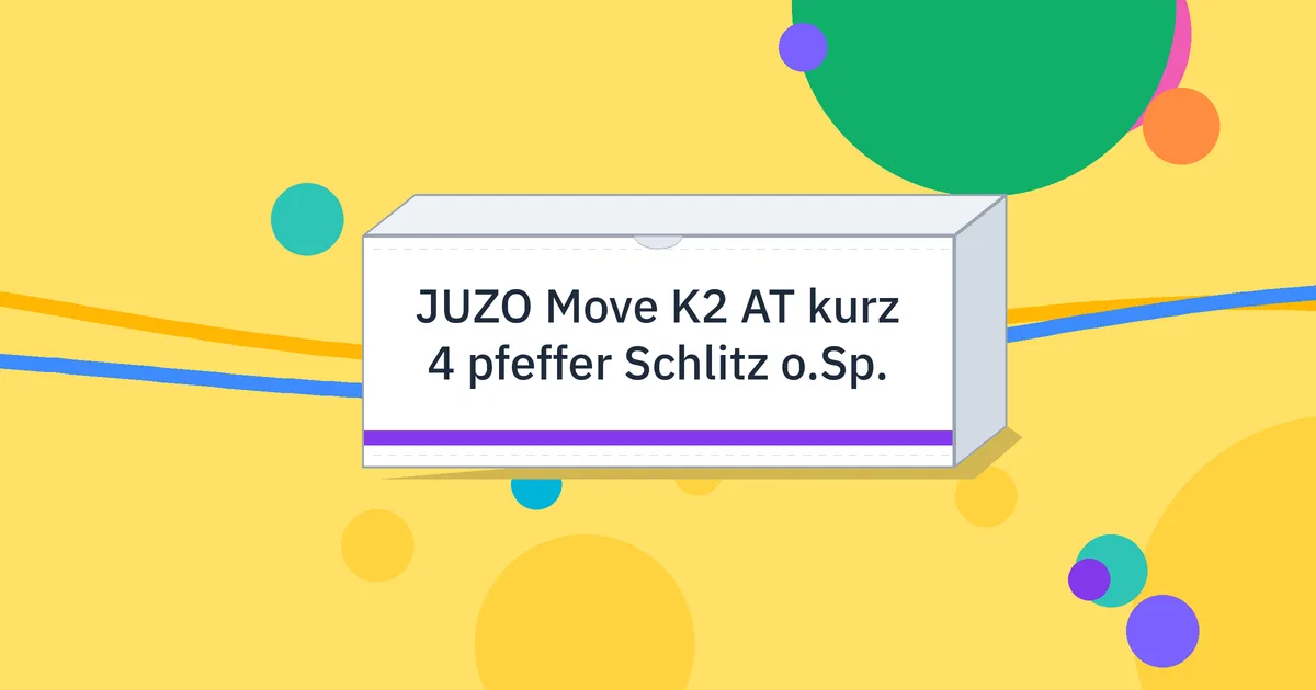 Symbolbild: Packung mit der Aufschrift JUZO Move K2 AT kurz 4 pfeffer Schlitz o.Sp. (PZN 20676283) – Verfügbarkeit und Bezug in Apotheken in Frankfurt am Main