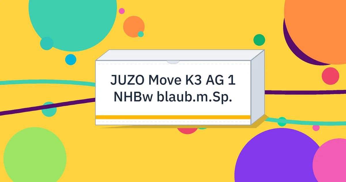 Symbolbild: Packung mit der Aufschrift JUZO Move K3 AG 1 NHBw blaub.m.Sp. (PZN 18586302) – Verfügbarkeit und Bezug in Apotheken in Frankfurt am Main