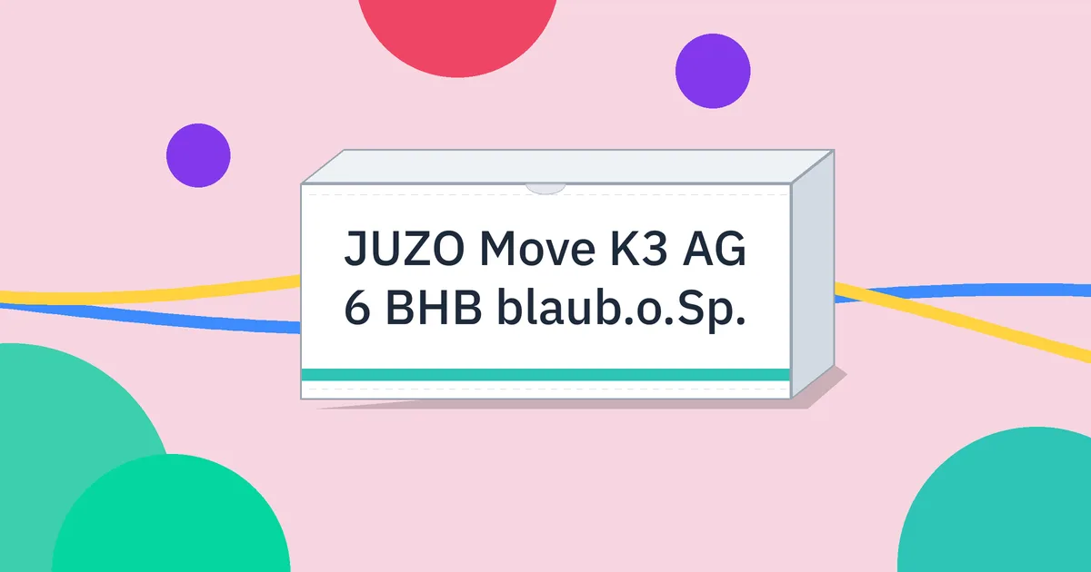 Symbolbild: Packung mit der Aufschrift JUZO Move K3 AG 6 BHB blaub.o.Sp. (PZN 18589453) – Verfügbarkeit und Bezug in Apotheken in Frankfurt am Main