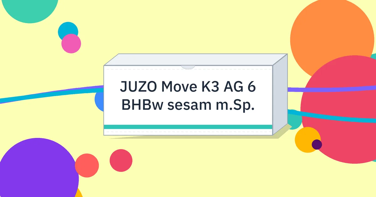 Symbolbild: Packung mit der Aufschrift JUZO Move K3 AG 6 BHBw sesam m.Sp. (PZN 18575959) – Verfügbarkeit und Bezug in Apotheken in Frankfurt am Main