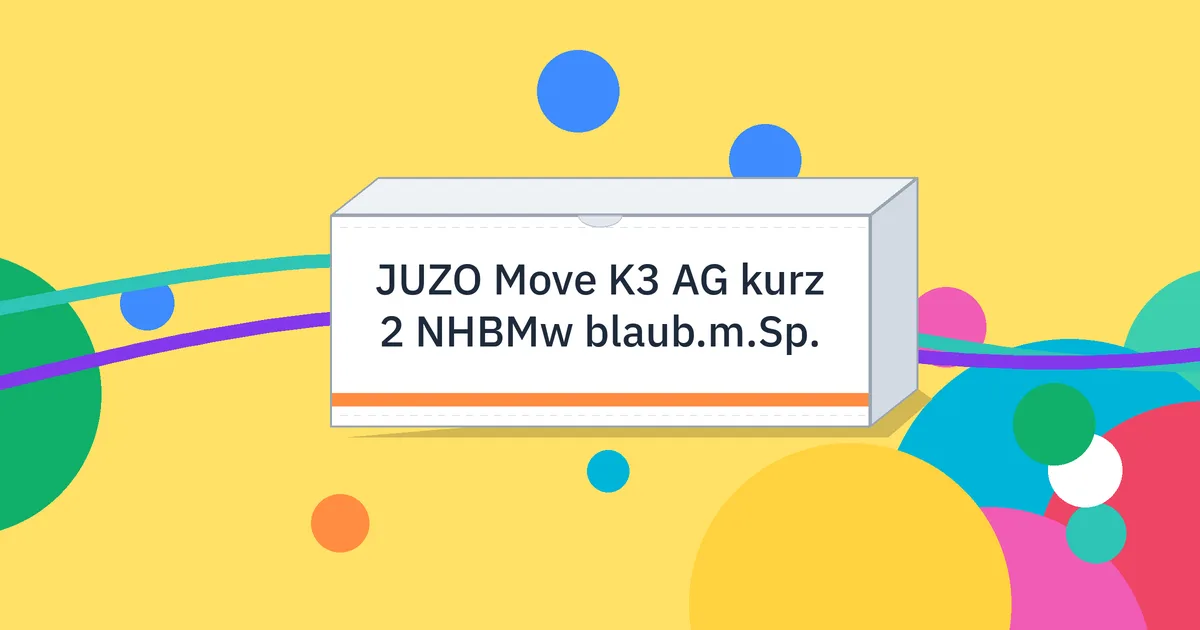 Symbolbild: Packung mit der Aufschrift JUZO Move K3 AG kurz 2 NHBMw blaub.m.Sp. (PZN 18590717) – Verfügbarkeit und Bezug in Apotheken in Frankfurt am Main