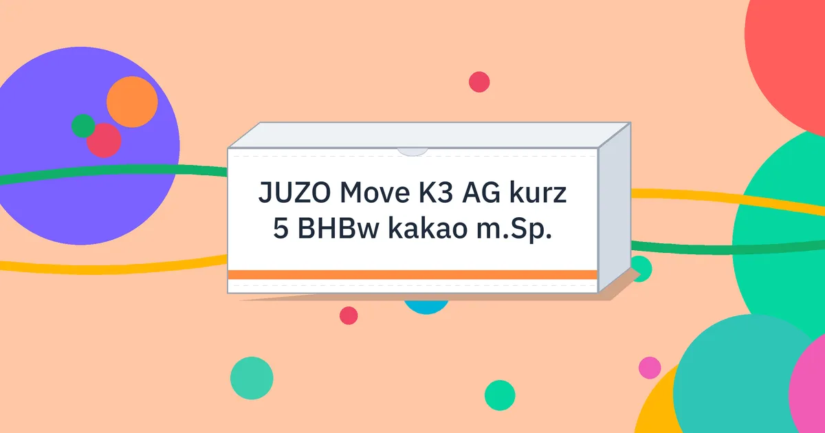 Symbolbild: Packung mit der Aufschrift JUZO Move K3 AG kurz 5 BHBw kakao m.Sp. (PZN 18591800) – Verfügbarkeit und Bezug in Apotheken in Frankfurt am Main