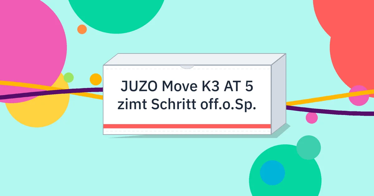 Symbolbild: Packung mit der Aufschrift JUZO Move K3 AT 5 zimt Schritt off.o.Sp. (PZN 20678922) – Verfügbarkeit und Bezug in Apotheken in Frankfurt am Main