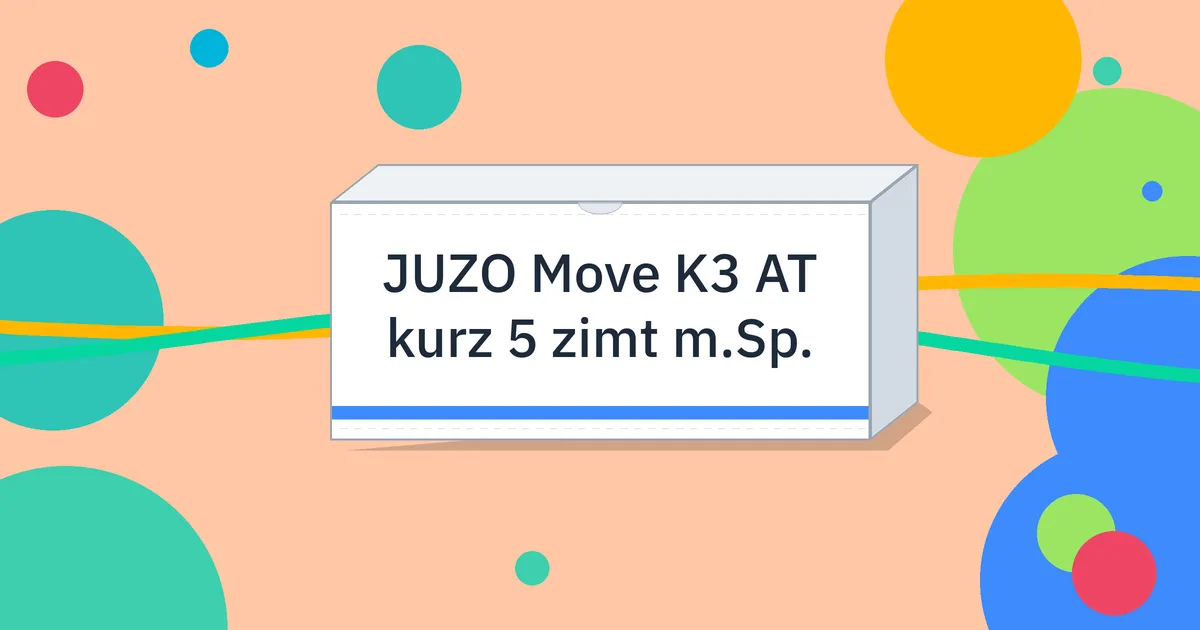 Symbolbild: Packung mit der Aufschrift JUZO Move K3 AT kurz 5 zimt m.Sp. (PZN 20683076) – Verfügbarkeit und Bezug in Apotheken in Frankfurt am Main