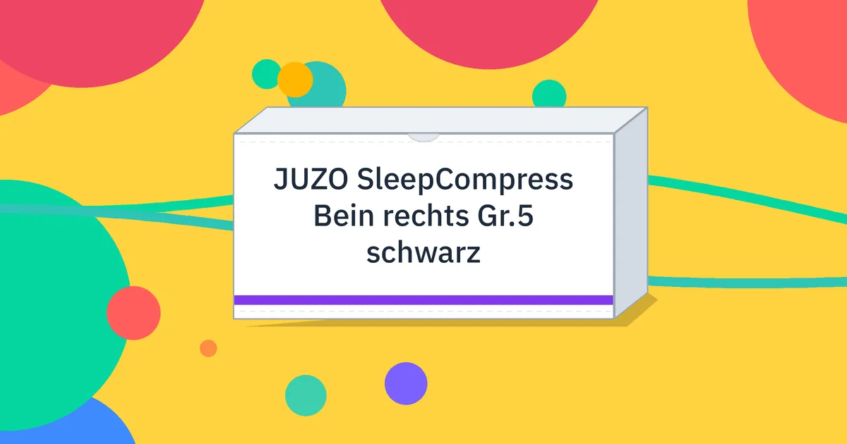 Symbolbild: Packung mit der Aufschrift JUZO SleepCompress Bein rechts Gr.5 schwarz (PZN 19622810) – Verfügbarkeit und Bezug in Apotheken in Frankfurt am Main