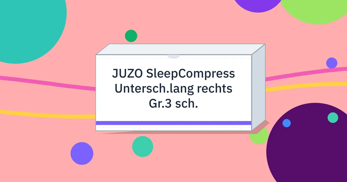 Symbolbild: Packung mit der Aufschrift JUZO SleepCompress Untersch.lang rechts Gr.3 sch. (PZN 19622595) – Verfügbarkeit und Bezug in Apotheken in Frankfurt am Main