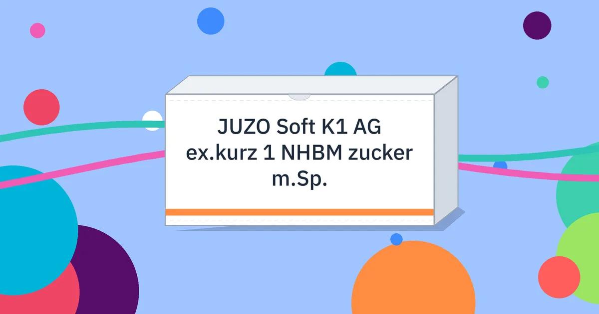 Symbolbild: Packung mit der Aufschrift JUZO Soft K1 AG ex.kurz 1 NHBM zucker m.Sp. (PZN 15016981) – Verfügbarkeit und Bezug in Apotheken in Frankfurt am Main