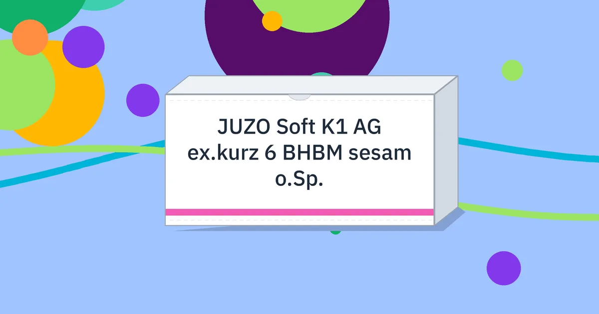 Symbolbild: Packung mit der Aufschrift JUZO Soft K1 AG ex.kurz 6 BHBM sesam o.Sp. (PZN 14858287) – Verfügbarkeit und Bezug in Apotheken in Frankfurt am Main