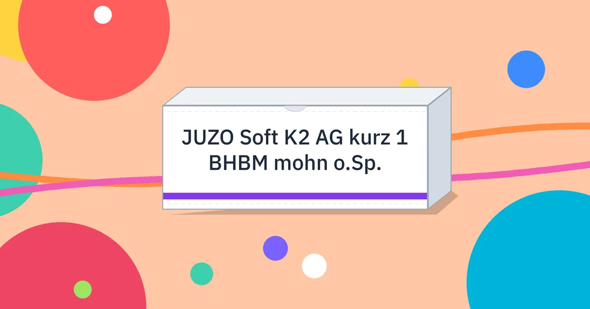 Symbolbild: Packung mit der Aufschrift JUZO Soft K2 AG kurz 1 BHBM mohn o.Sp. (PZN 14861817) – Verfügbarkeit und Bezug in Apotheken in Frankfurt am Main
