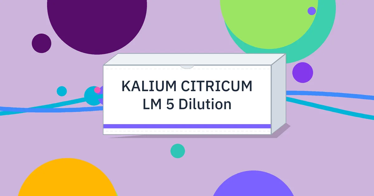 Symbolbild: Packung mit der Aufschrift KALIUM CITRICUM LM 5 Dilution (PZN 12920065) – Verfügbarkeit und Bezug in Apotheken in Frankfurt am Main