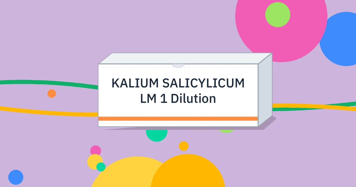 Symbolbild: Packung mit der Aufschrift KALIUM SALICYLICUM LM 1 Dilution (PZN 12925312) – Verfügbarkeit und Bezug in Apotheken in Frankfurt am Main