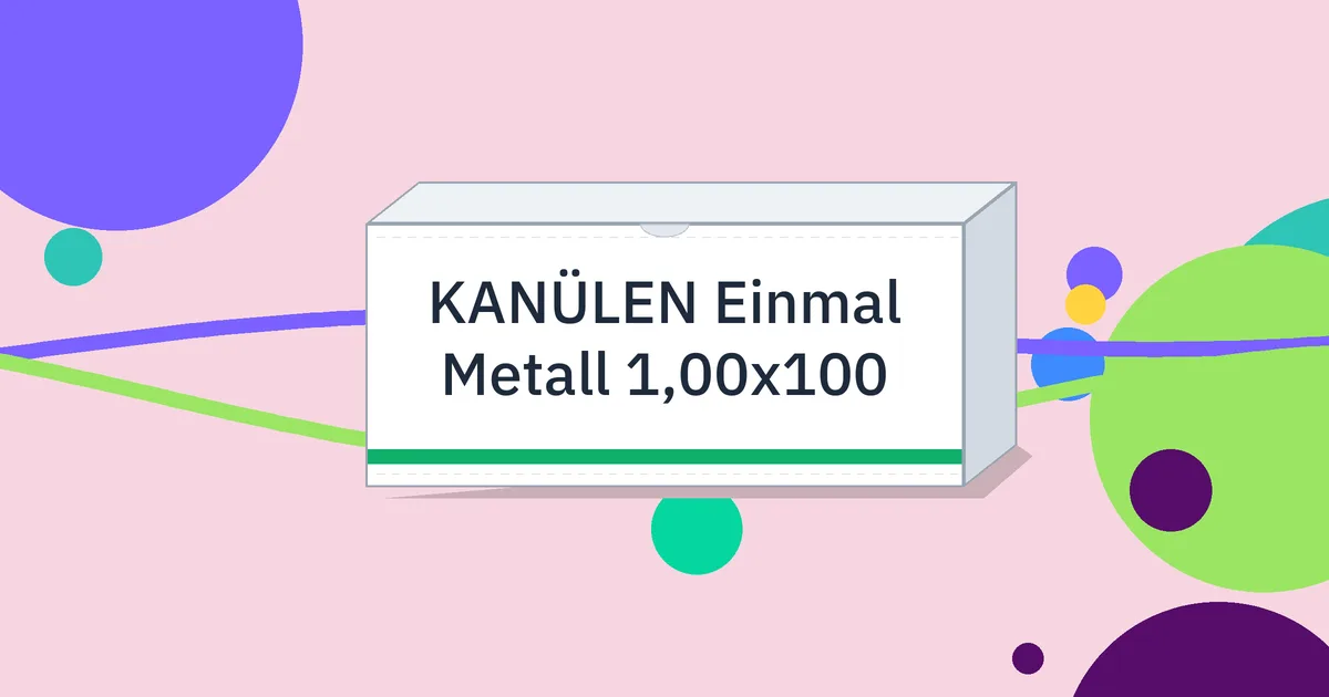 Symbolbild: Packung mit der Aufschrift KANÜLEN Einmal Metall 1,00x100 (PZN 01964875) – Verfügbarkeit und Bezug in Apotheken in Frankfurt am Main