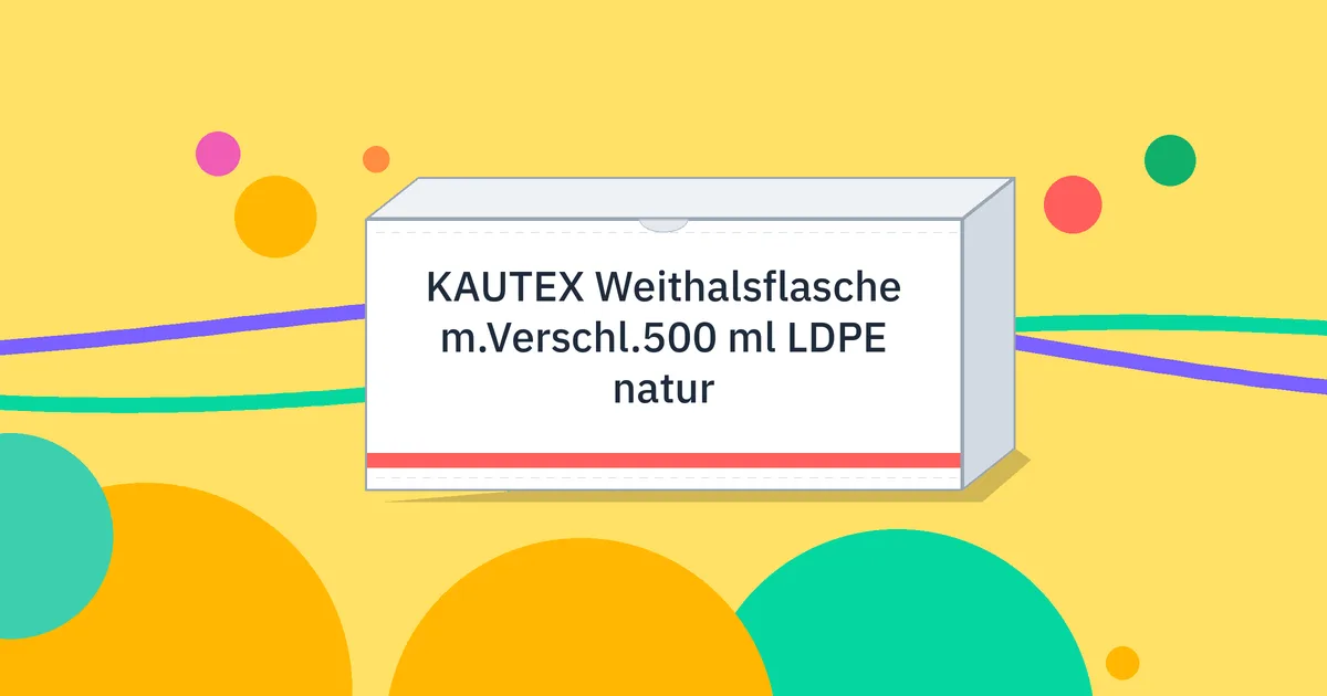 Symbolbild: Packung mit der Aufschrift KAUTEX Weithalsflasche m.Verschl.500 ml LDPE natur (PZN 18187826) – Verfügbarkeit und Bezug in Apotheken in Frankfurt am Main