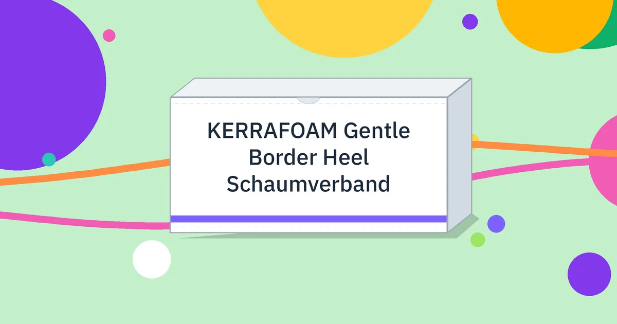 Symbolbild: Packung mit der Aufschrift KERRAFOAM Gentle Border Heel Schaumverband (PZN 15564004) – Verfügbarkeit und Bezug in Apotheken in Frankfurt am Main