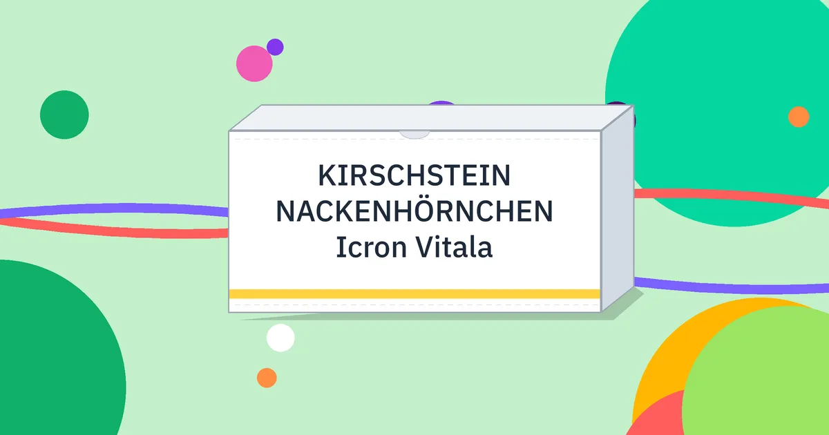 Symbolbild: Packung mit der Aufschrift KIRSCHSTEIN NACKENHÖRNCHEN Icron Vitala (PZN 02161687) – Verfügbarkeit und Bezug in Apotheken in Frankfurt am Main