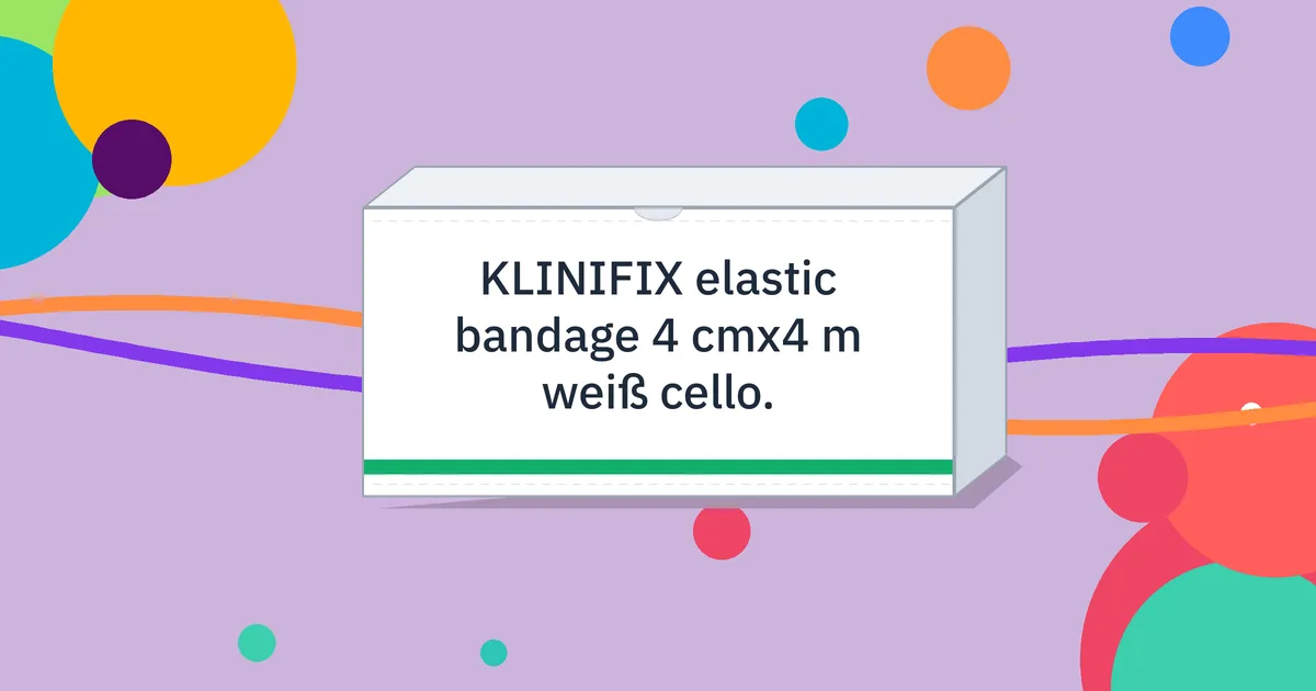 Symbolbild: Packung mit der Aufschrift KLINIFIX elastic bandage 4 cmx4 m weiß cello. (PZN 16535996) – Verfügbarkeit und Bezug in Apotheken in Frankfurt am Main