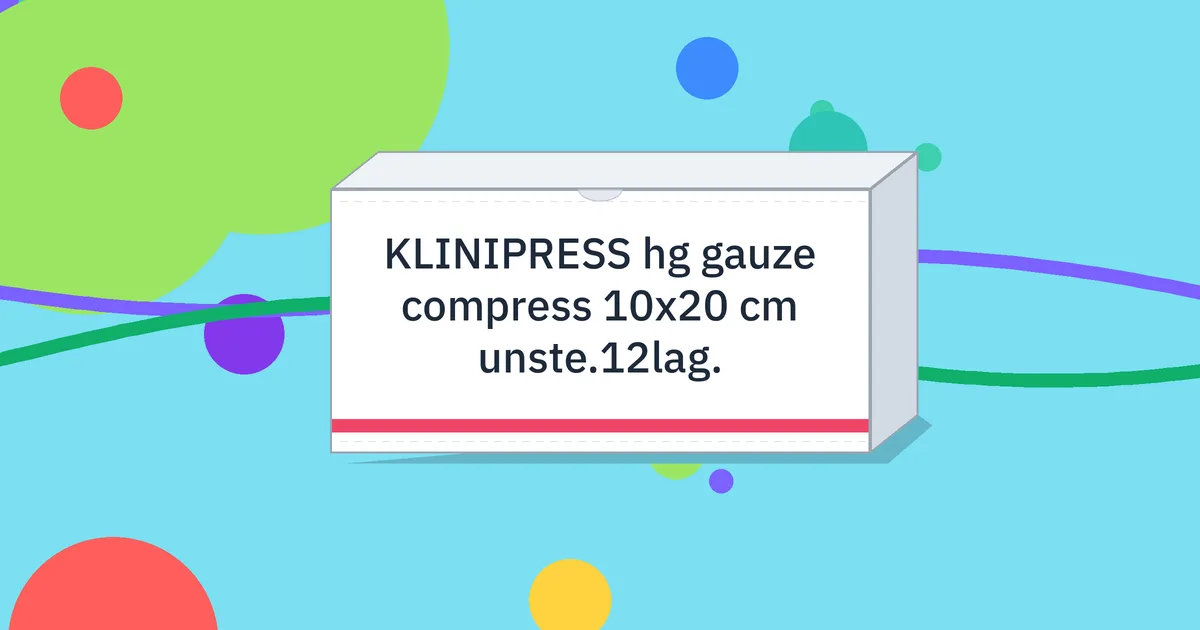 Symbolbild: Packung mit der Aufschrift KLINIPRESS hg gauze compress 10x20 cm unste.12lag. (PZN 13242294) – Verfügbarkeit und Bezug in Apotheken in Frankfurt am Main