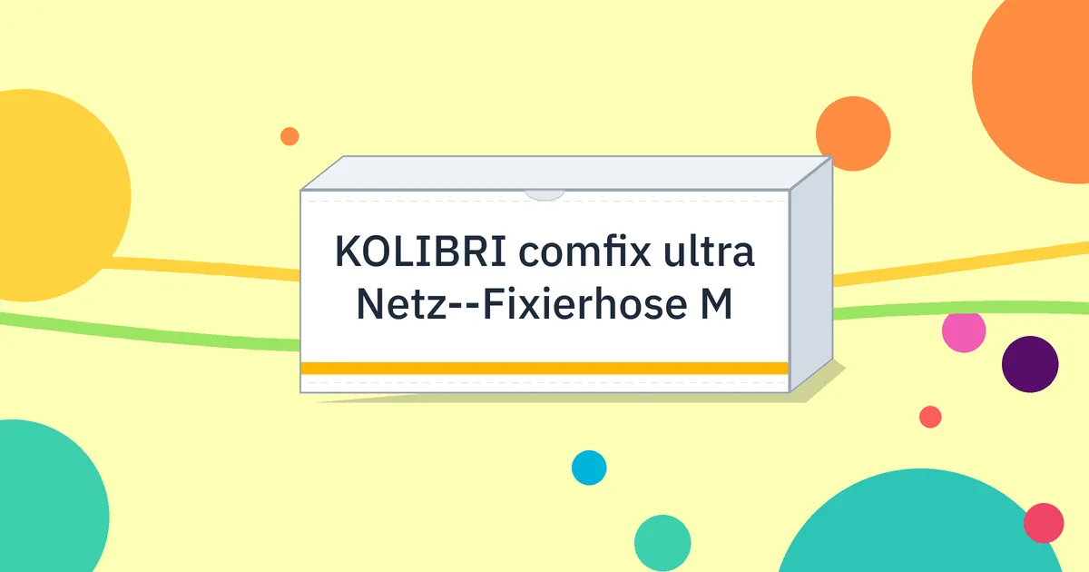Symbolbild: Packung mit der Aufschrift KOLIBRI comfix ultra Netz--Fixierhose M (PZN 12498761) – Verfügbarkeit und Bezug in Apotheken in Frankfurt am Main