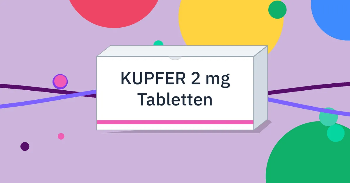 Symbolbild: Packung mit der Aufschrift KUPFER 2 mg Tabletten (PZN 00331547) – Verfügbarkeit und Bezug in Apotheken in Frankfurt am Main
