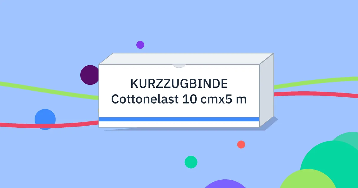 Symbolbild: Packung mit der Aufschrift KURZZUGBINDE Cottonelast 10 cmx5 m (PZN 01463050) – Verfügbarkeit und Bezug in Apotheken in Frankfurt am Main