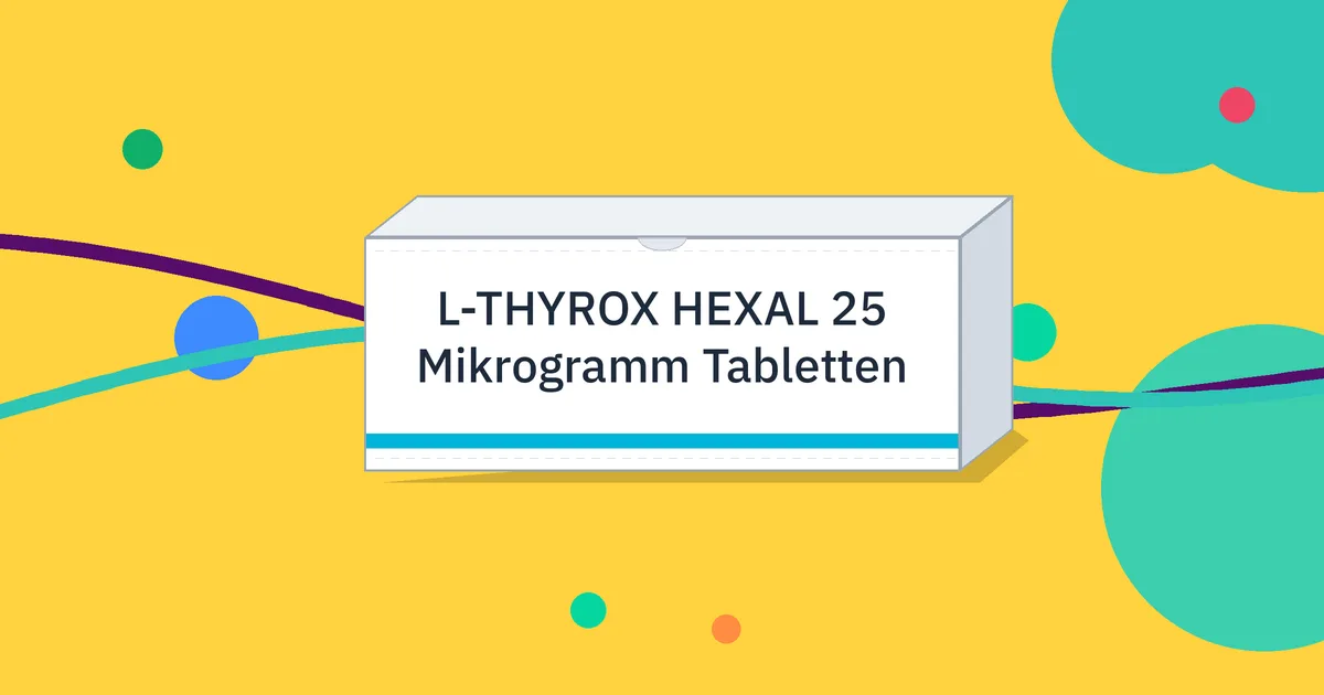 Symbolbild: Packung mit der Aufschrift L-THYROX HEXAL 25 Mikrogramm Tabletten (PZN 00811678) – Verfügbarkeit und Bezug in Apotheken in Frankfurt am Main