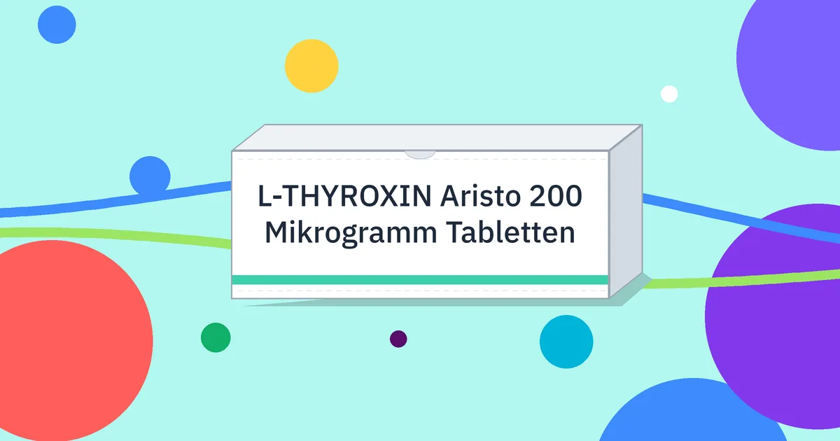 Symbolbild: Packung mit der Aufschrift L-THYROXIN Aristo 200 Mikrogramm Tabletten (PZN 18359285) – Verfügbarkeit und Bezug in Apotheken in Frankfurt am Main