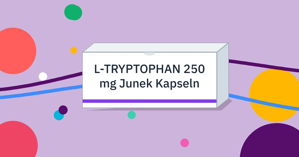 Symbolbild: Packung mit der Aufschrift L-TRYPTOPHAN 250 mg Junek Kapseln (PZN 00983296) – Verfügbarkeit und Bezug in Apotheken in Frankfurt am Main