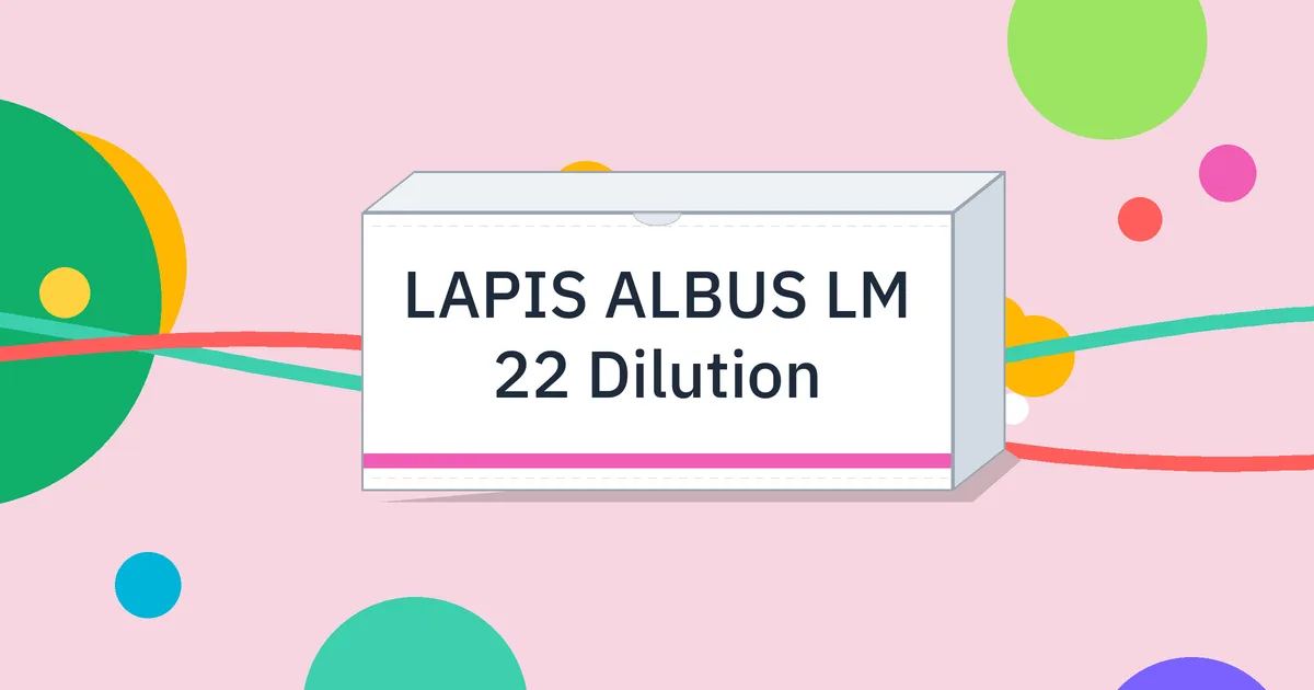 Symbolbild: Packung mit der Aufschrift LAPIS ALBUS LM 22 Dilution (PZN 13523254) – Verfügbarkeit und Bezug in Apotheken in Frankfurt am Main