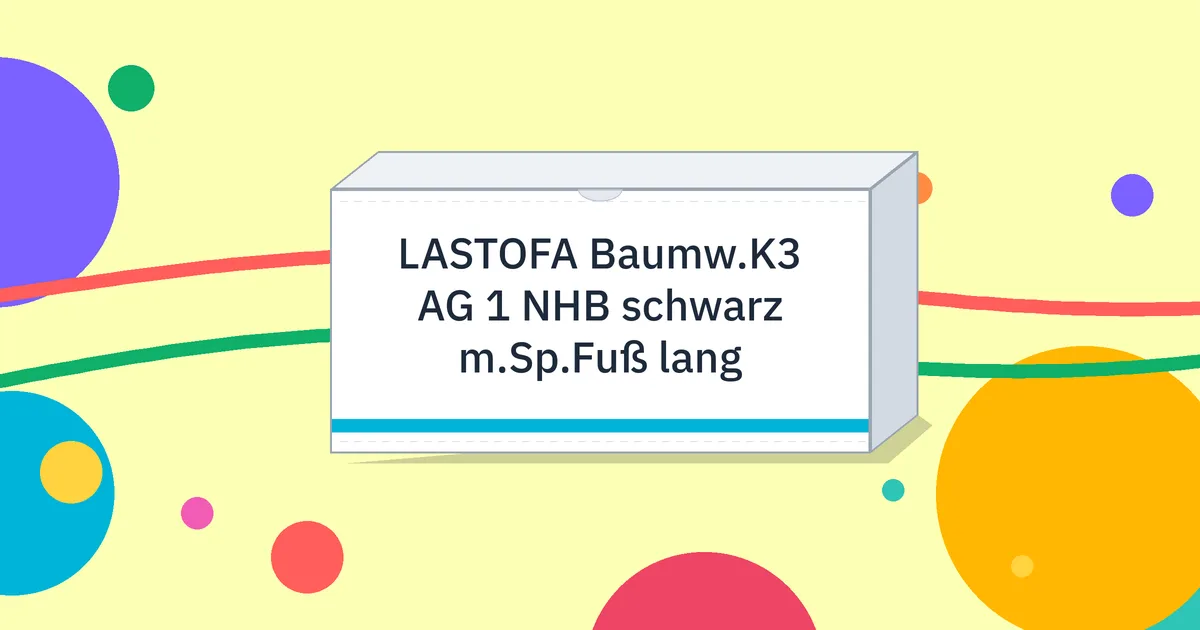 Symbolbild: Packung mit der Aufschrift LASTOFA Baumw.K3 AG 1 NHB schwarz m.Sp.Fuß lang (PZN 01954109) – Verfügbarkeit und Bezug in Apotheken in Frankfurt am Main