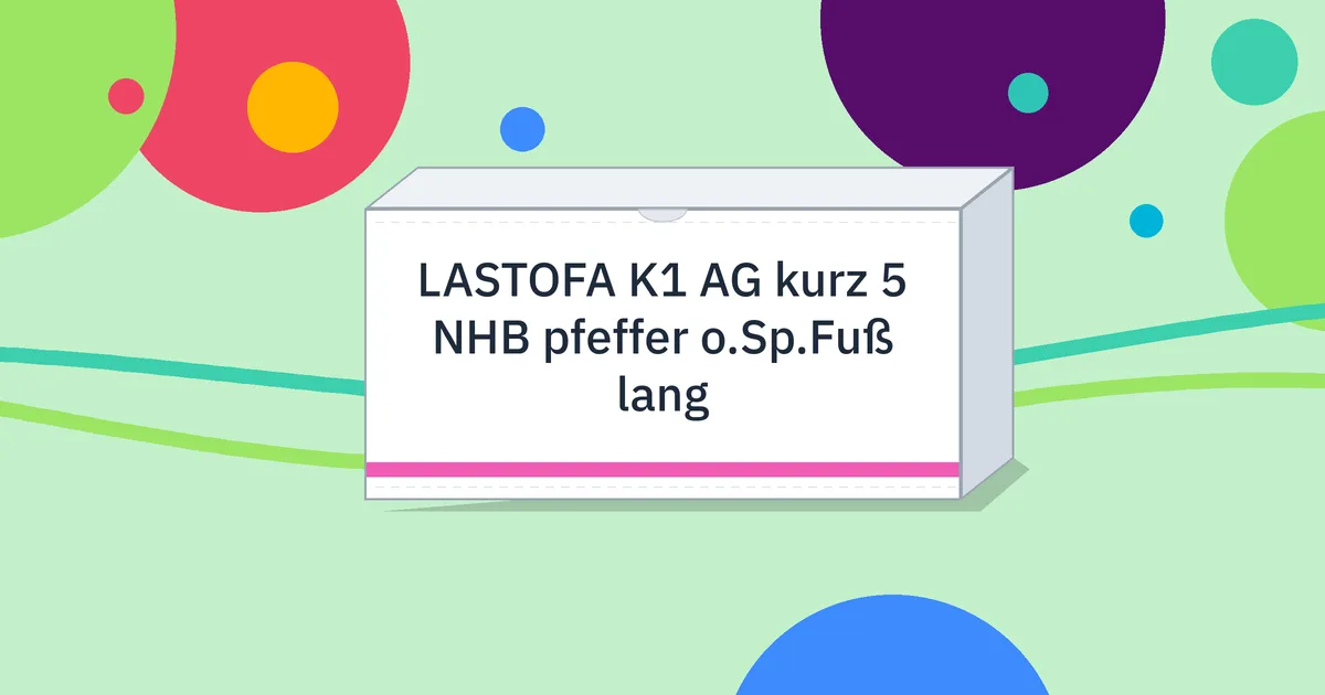 Symbolbild: Packung mit der Aufschrift LASTOFA K1 AG kurz 5 NHB pfeffer o.Sp.Fuß lang (PZN 14148870) – Verfügbarkeit und Bezug in Apotheken in Frankfurt am Main