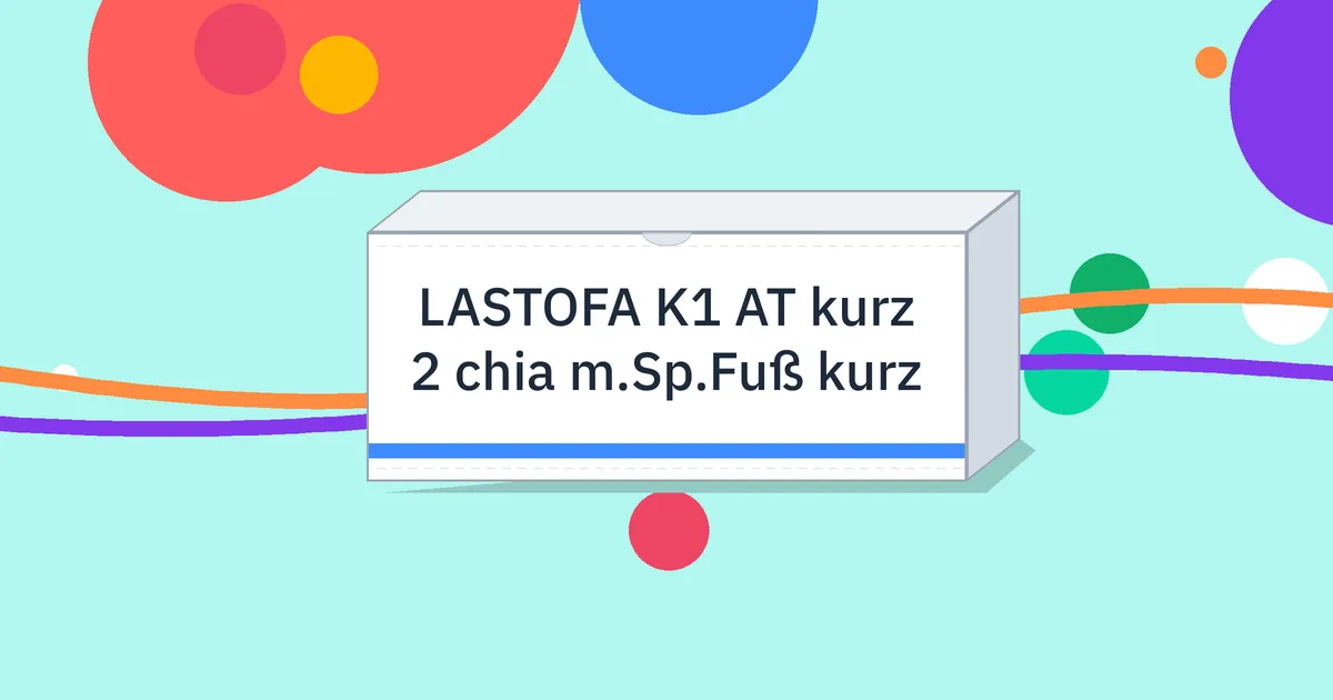 Symbolbild: Packung mit der Aufschrift LASTOFA K1 AT kurz 2 chia m.Sp.Fuß kurz (PZN 13795389) – Verfügbarkeit und Bezug in Apotheken in Frankfurt am Main